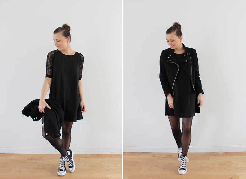 robe noire avec converse noir - Akileos